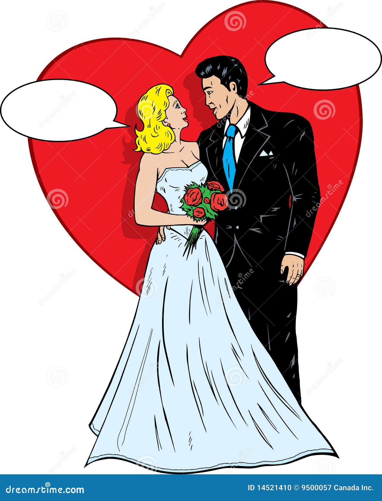 1950s comic book wedding. stock vector. Illustration of bride - 14521410