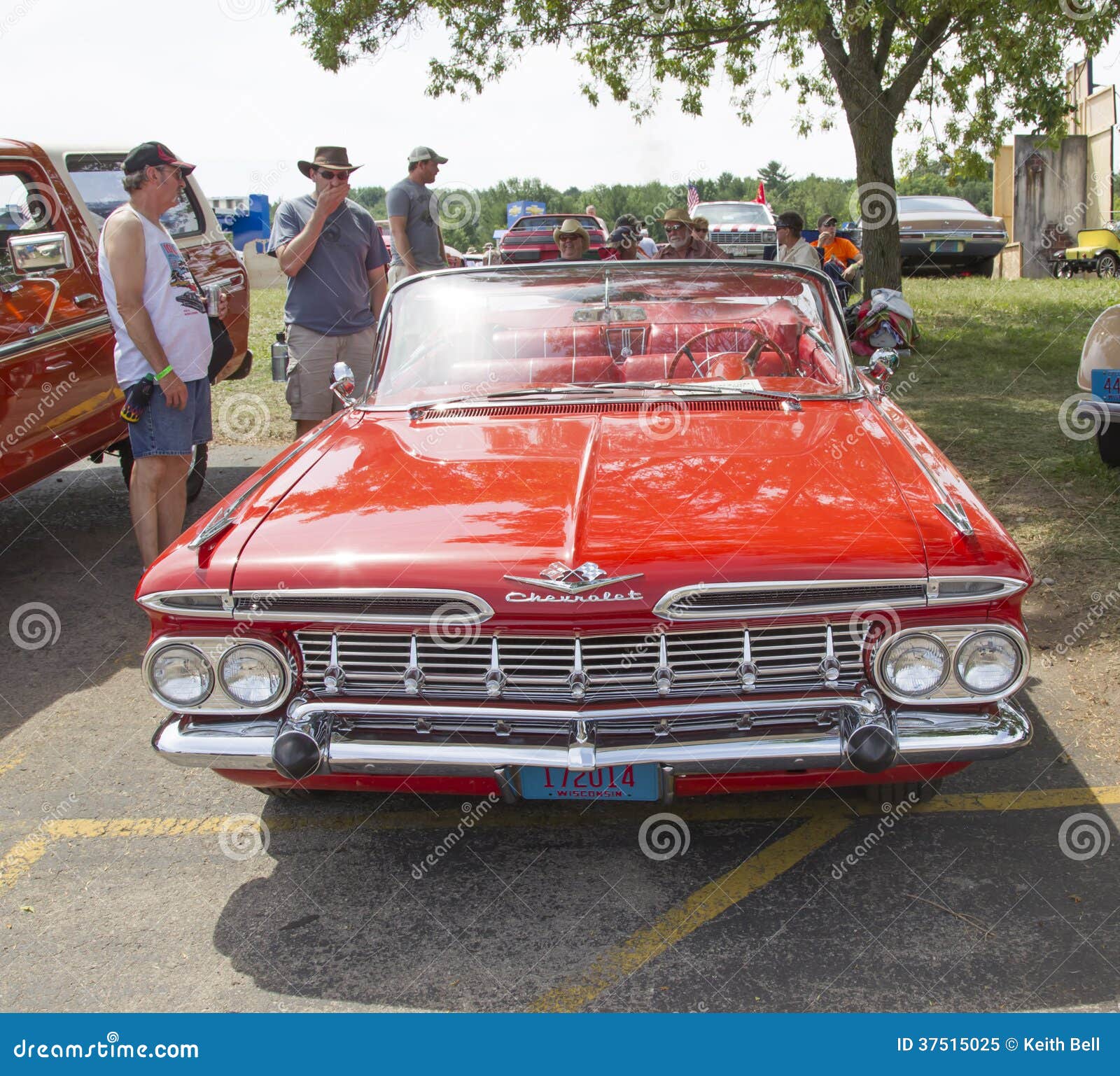 1959 Red Chevy Impala Convertible Front View Editorial Image - Image of ...