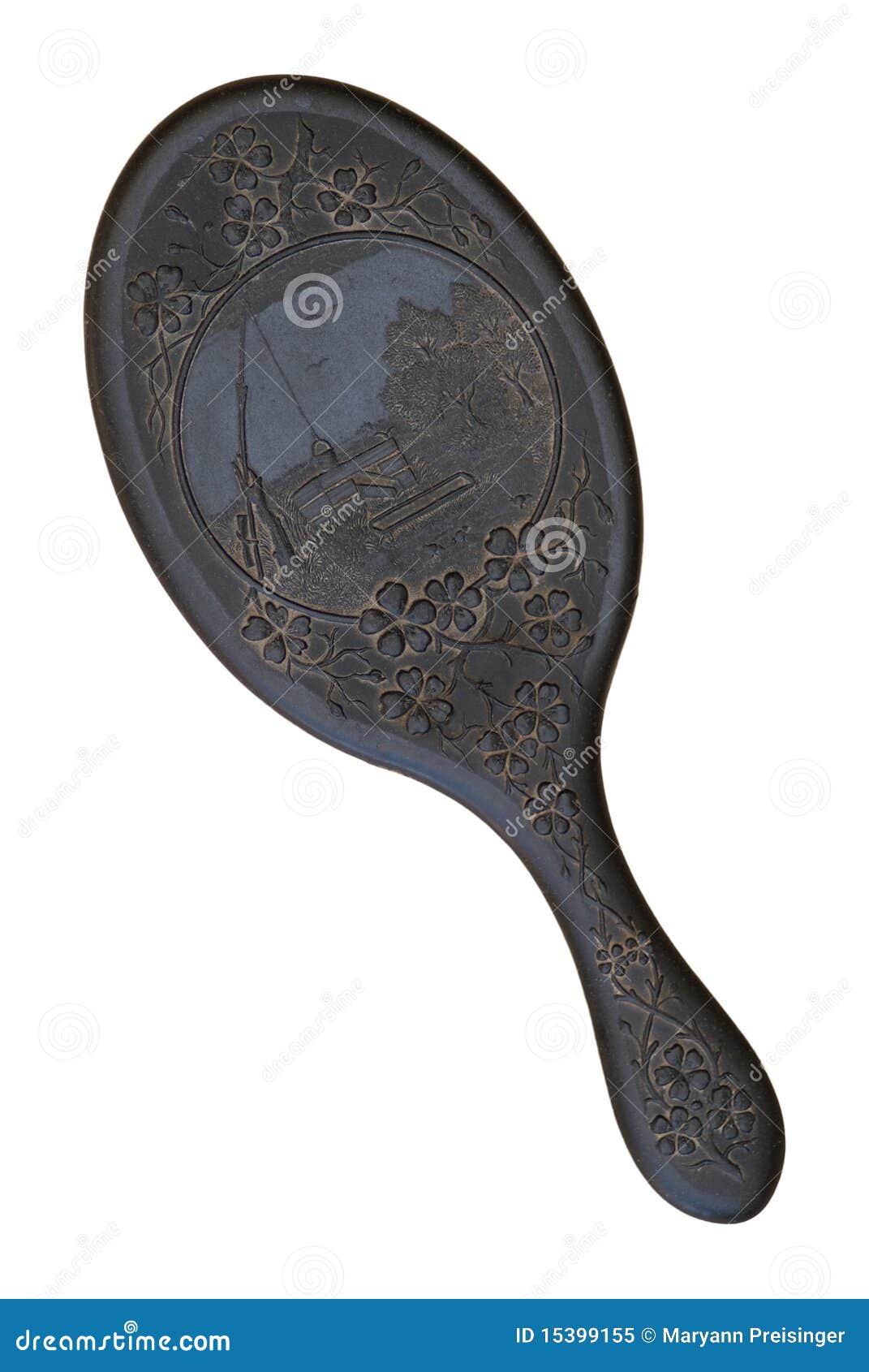 19th Century Hand Mirror Showing Back Side. Stock Image - Image of ...