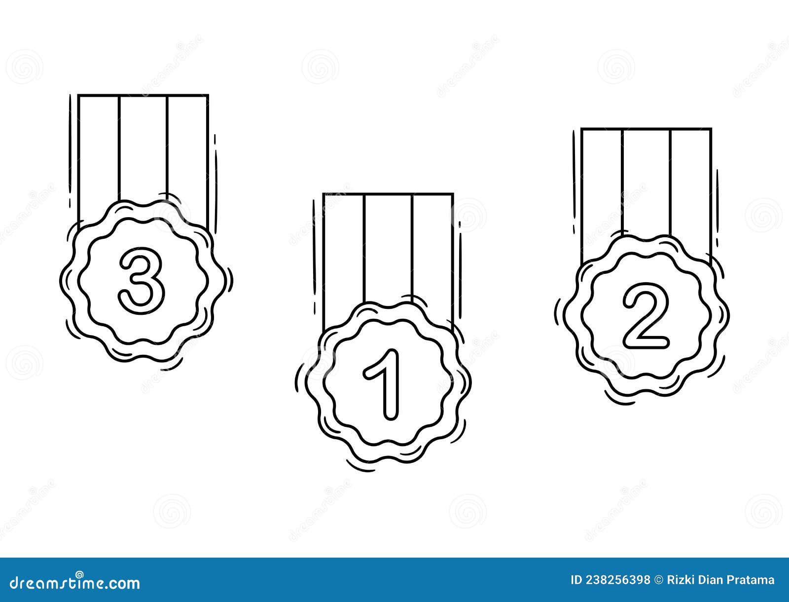 1st, 2nd and 3rd Place Medal Hand Drawing Stock Vector - Illustration ...