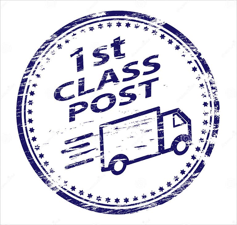 1st Class Post Rubber Stamp Stock Vector - Illustration of print ...