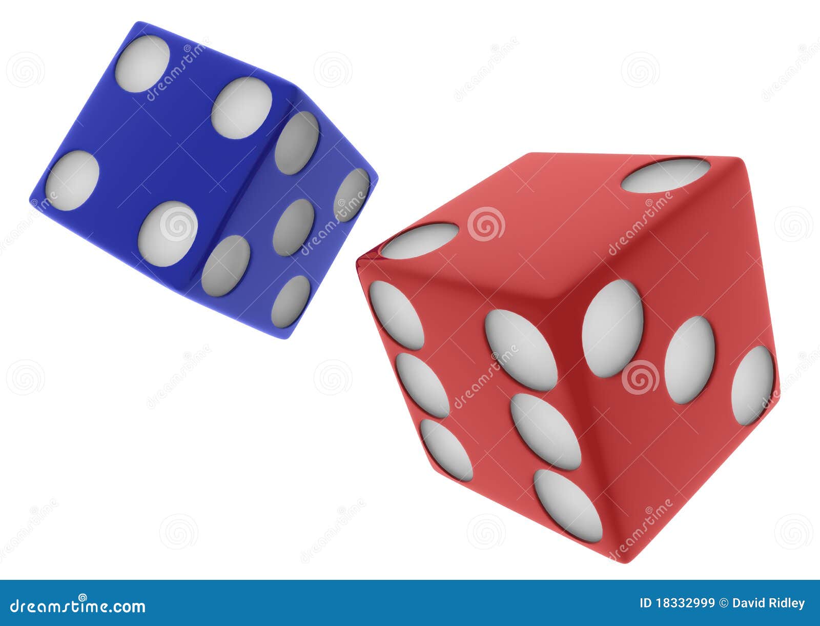 2 3D Red and Blue Dice on White Backgound Stock Illustration ...