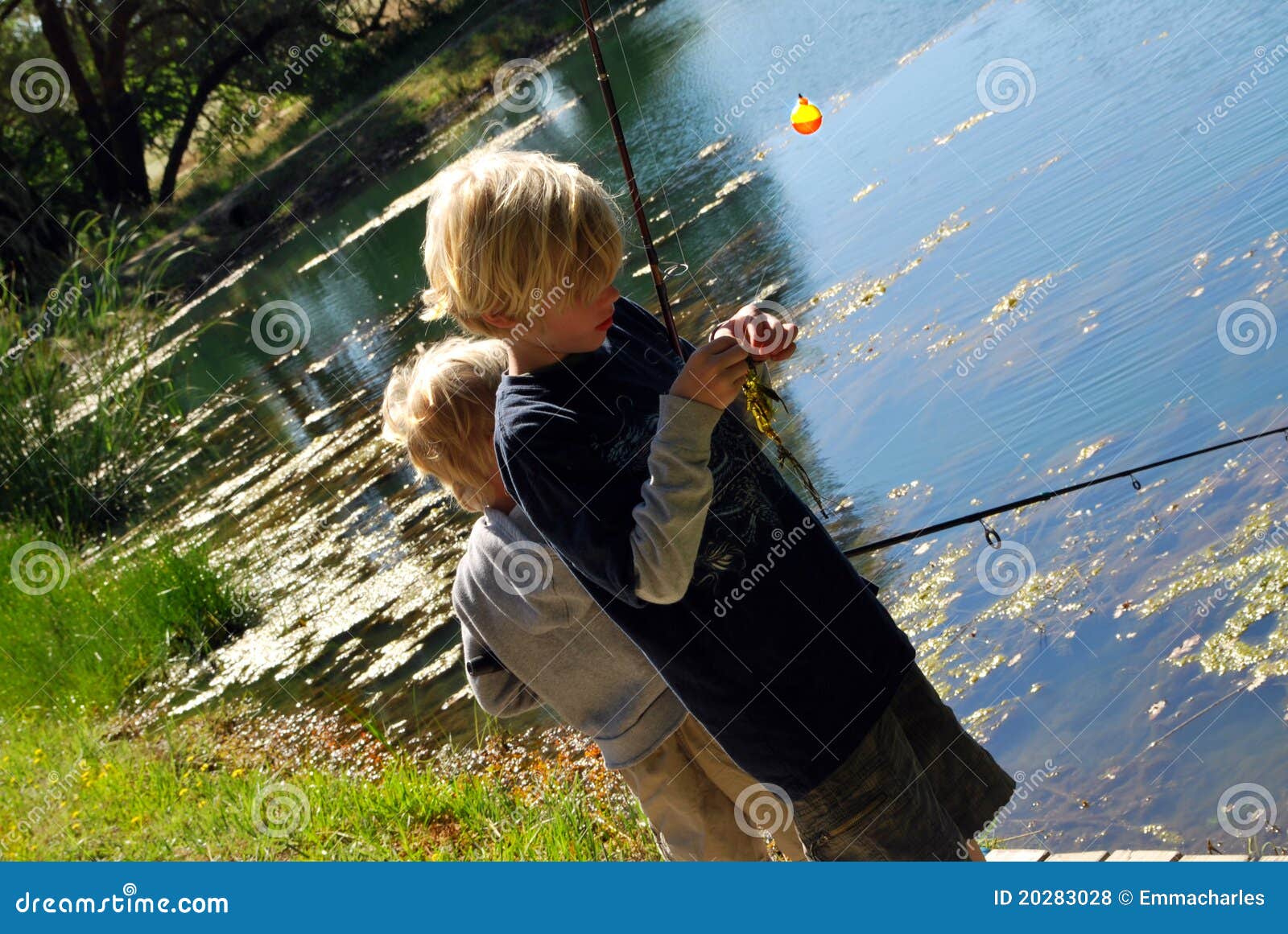 Two Boys Fishing On The Lake Royalty-Free Stock Photography ...