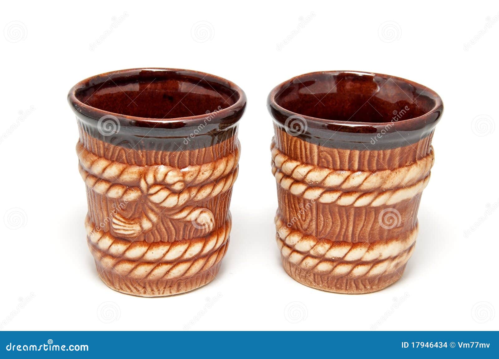 2 brown decorative cups stock photo. Image of isolated - 17946434