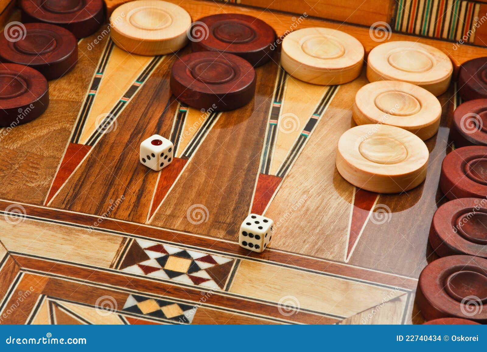 2 Dice on the Backgammon Desk. Stock Photo - Image of close ...