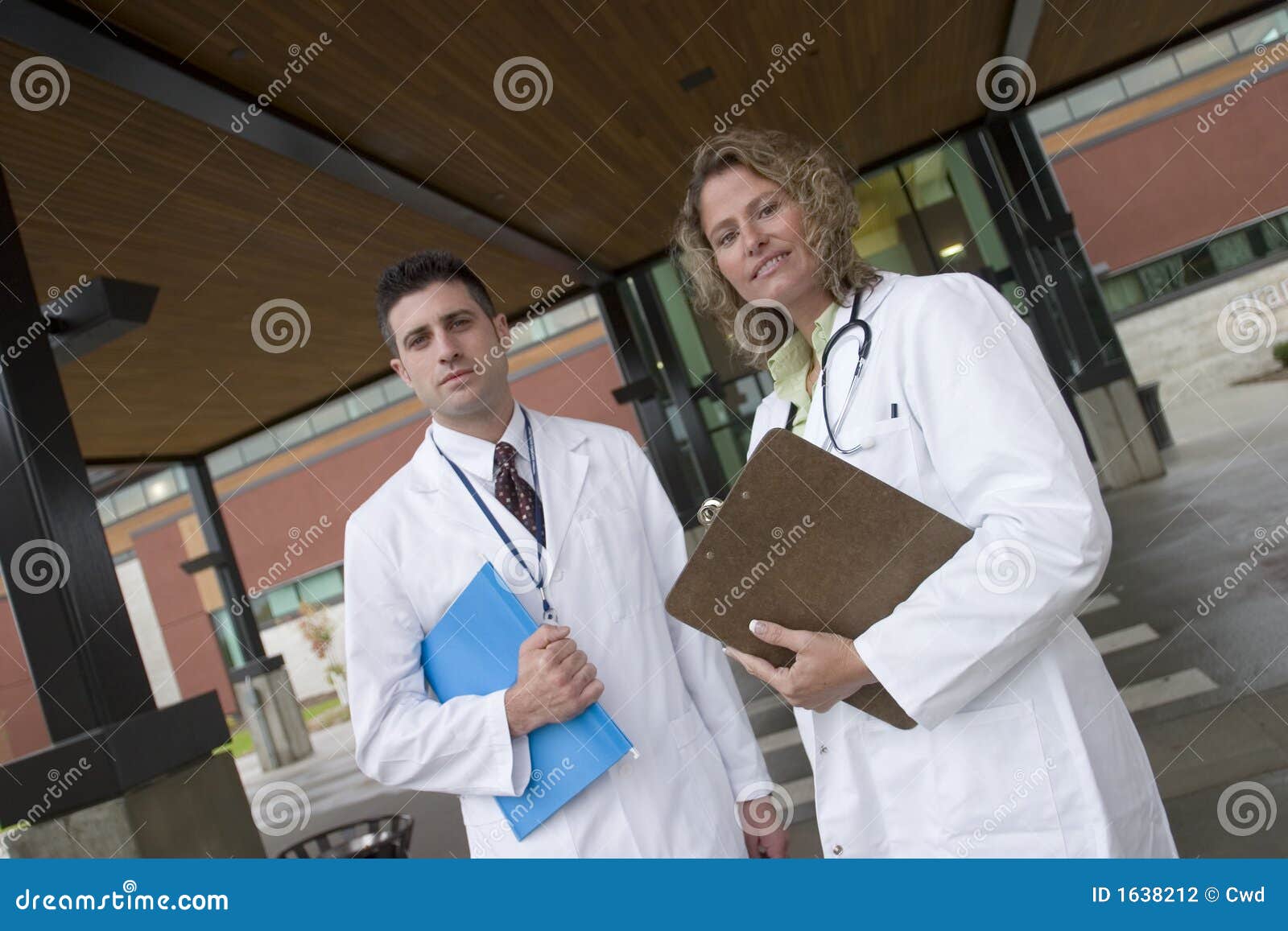 2 Doctors Outside of Hospital Stock Photo - Image of medical, nurse ...