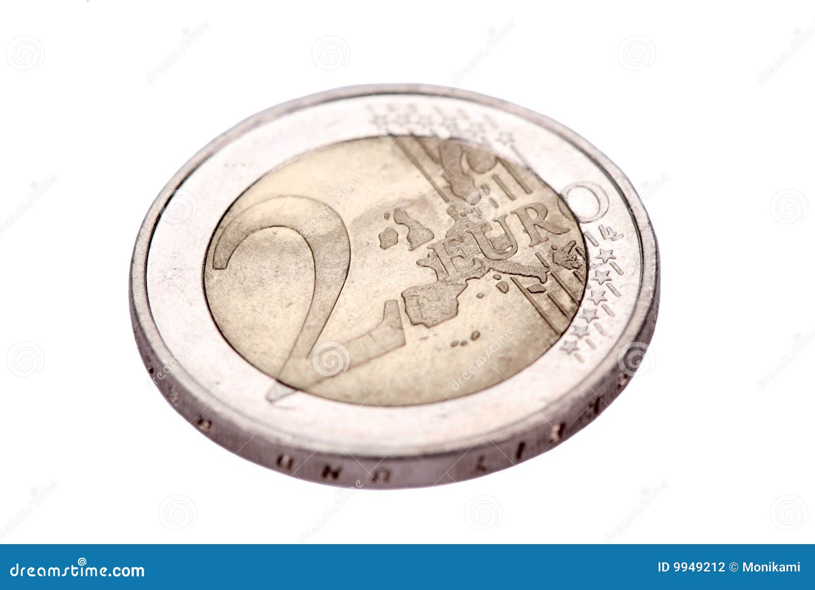 2 Euro Coin Isolated on White Stock Photo - Image of money, horizontal ...