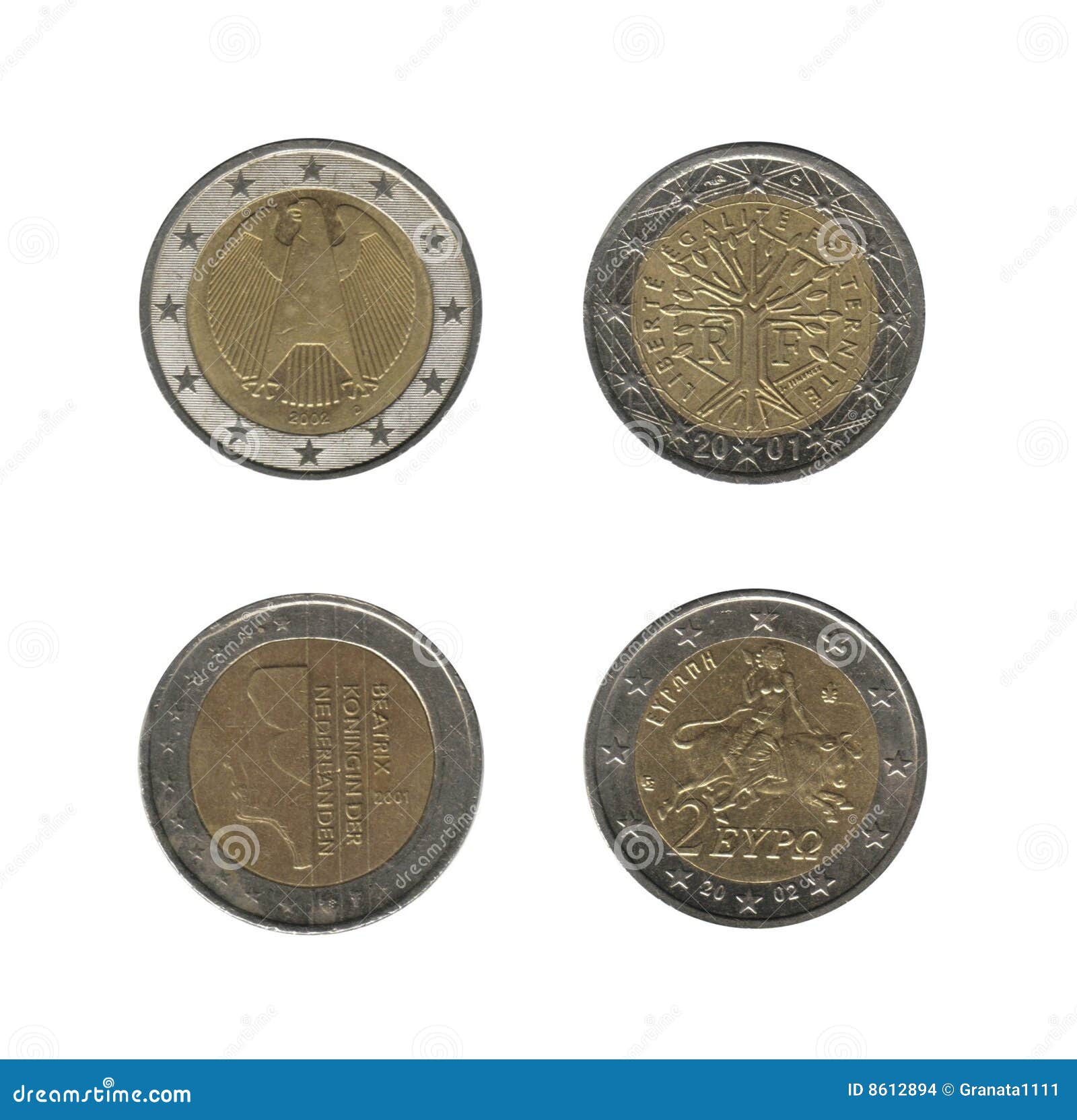 2 euro coins, 4 nations stock photo. Image of commerce - 8612894