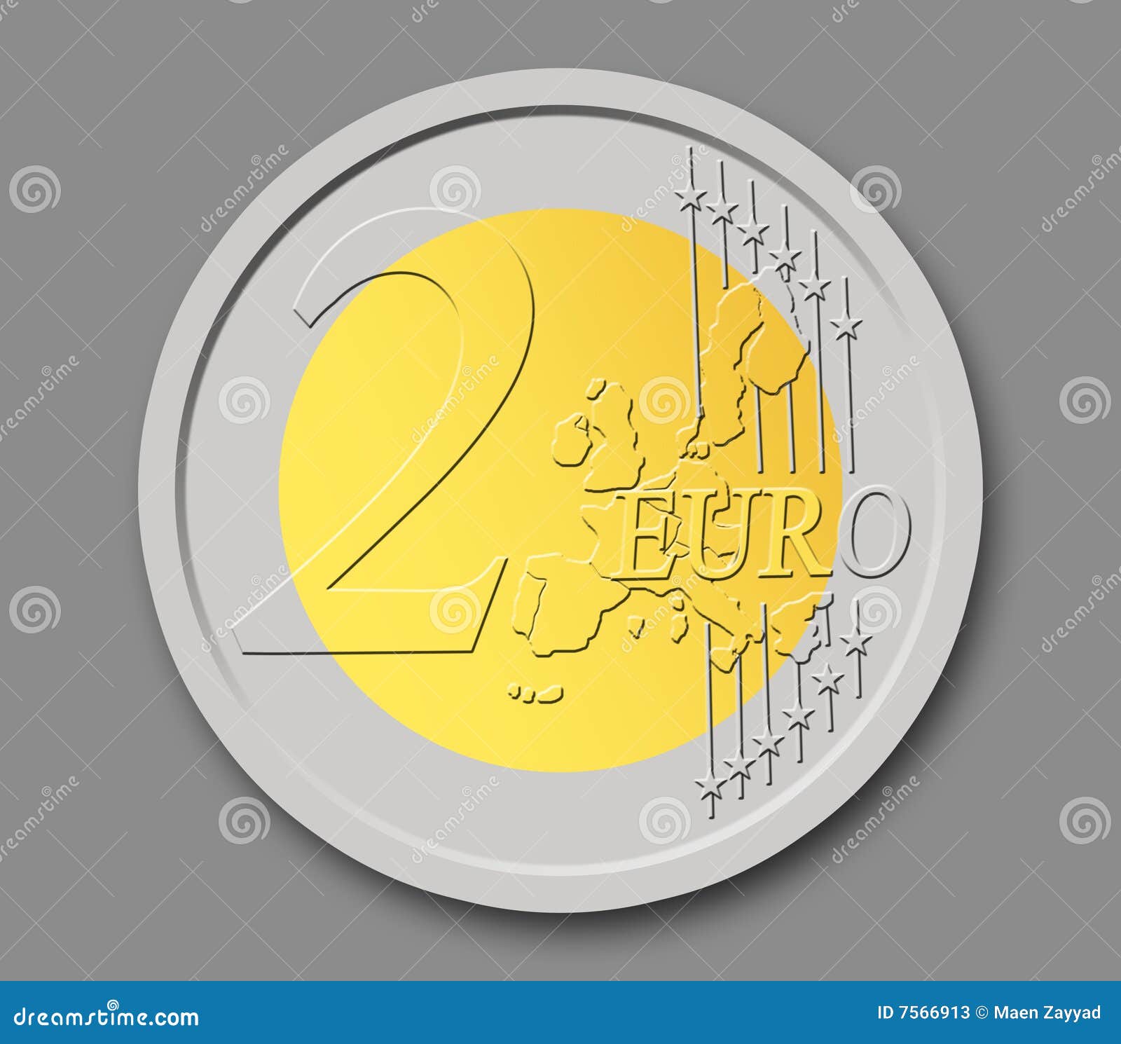2 Euros Coin stock illustration. Illustration of exchange - 7566913