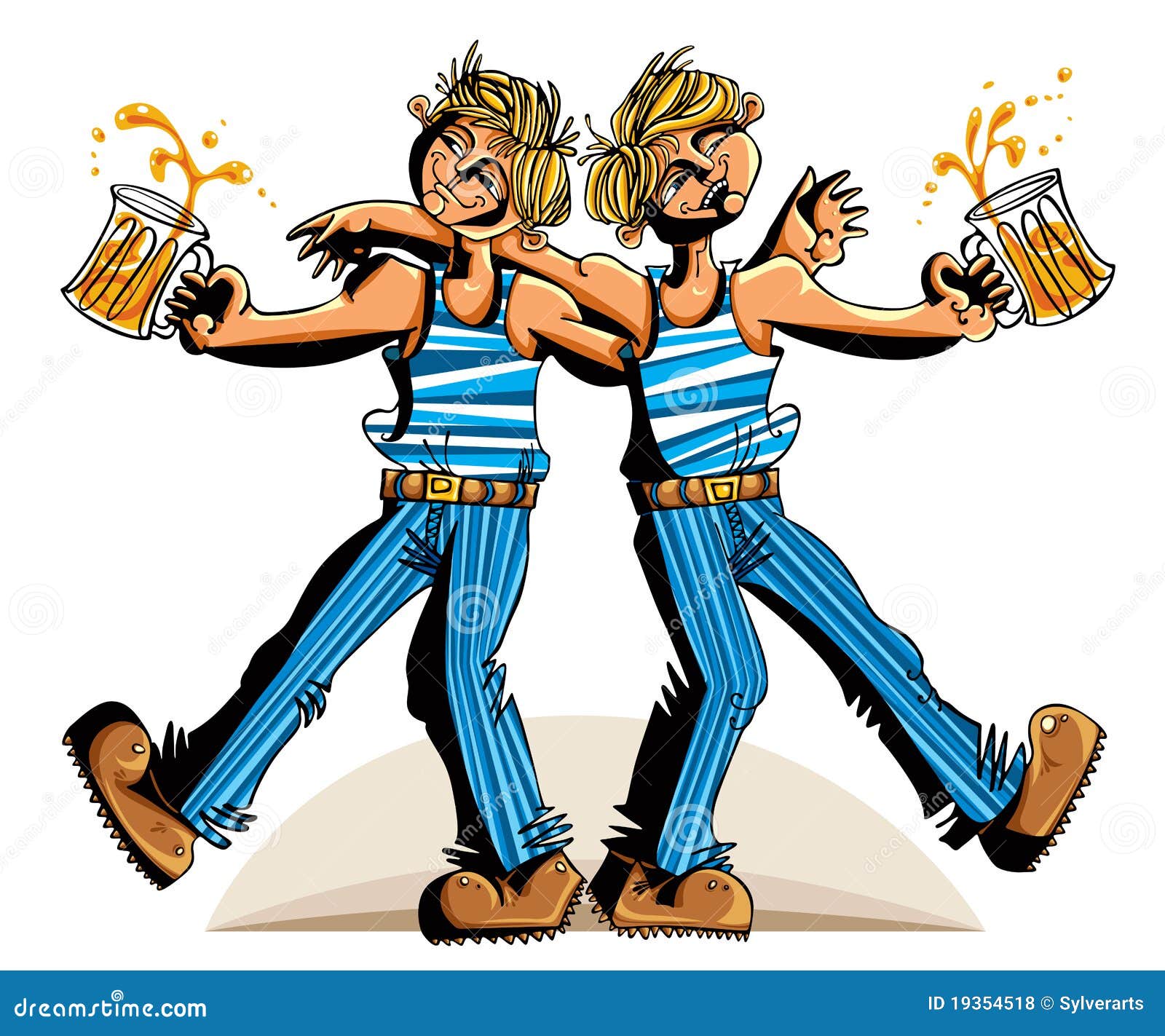 2 friends drinking beer. stock vector. Illustration of adorable - 19354518