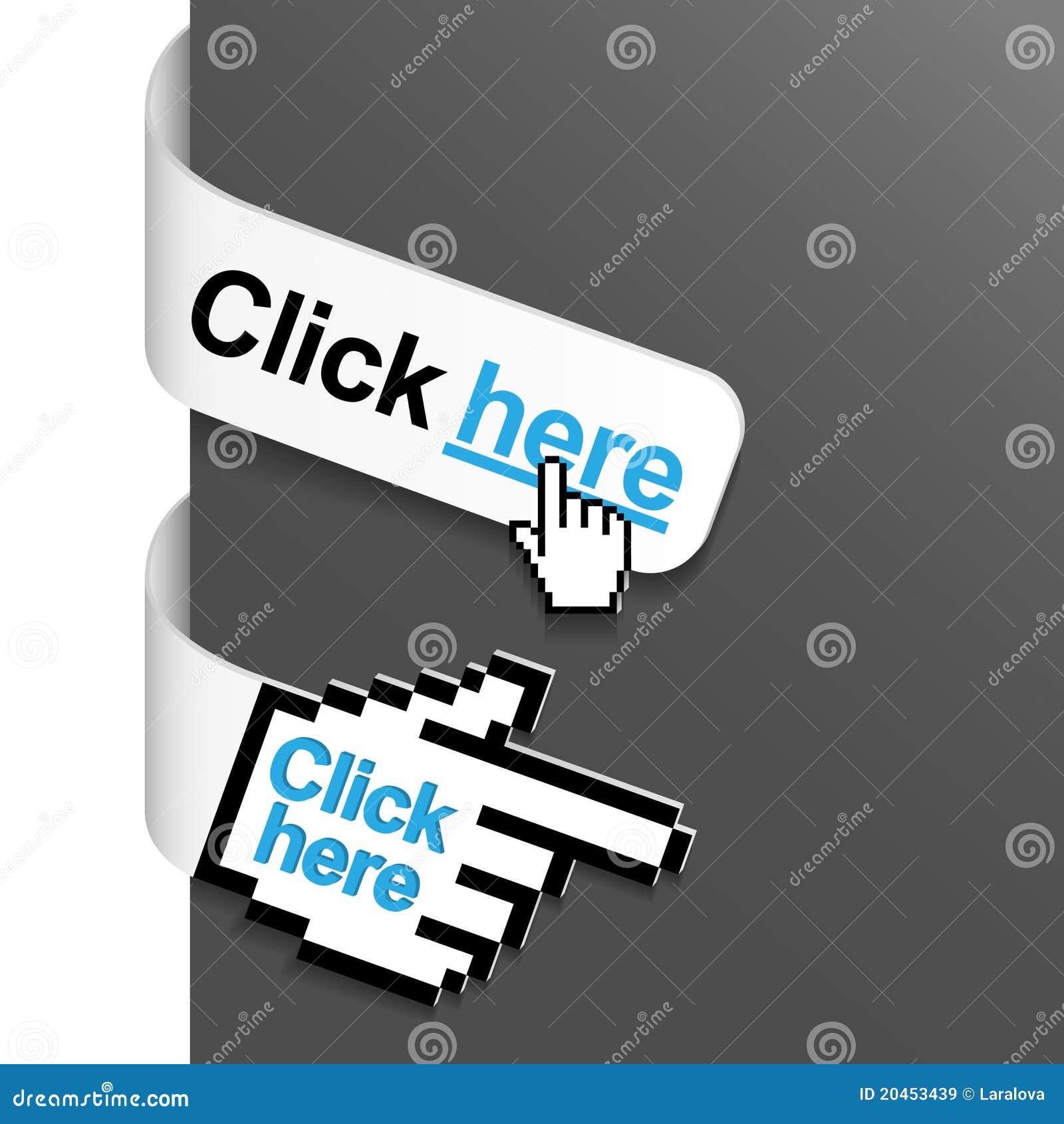 2 Left Side Signs - Click Here Stock Vector - Illustration of hand ...