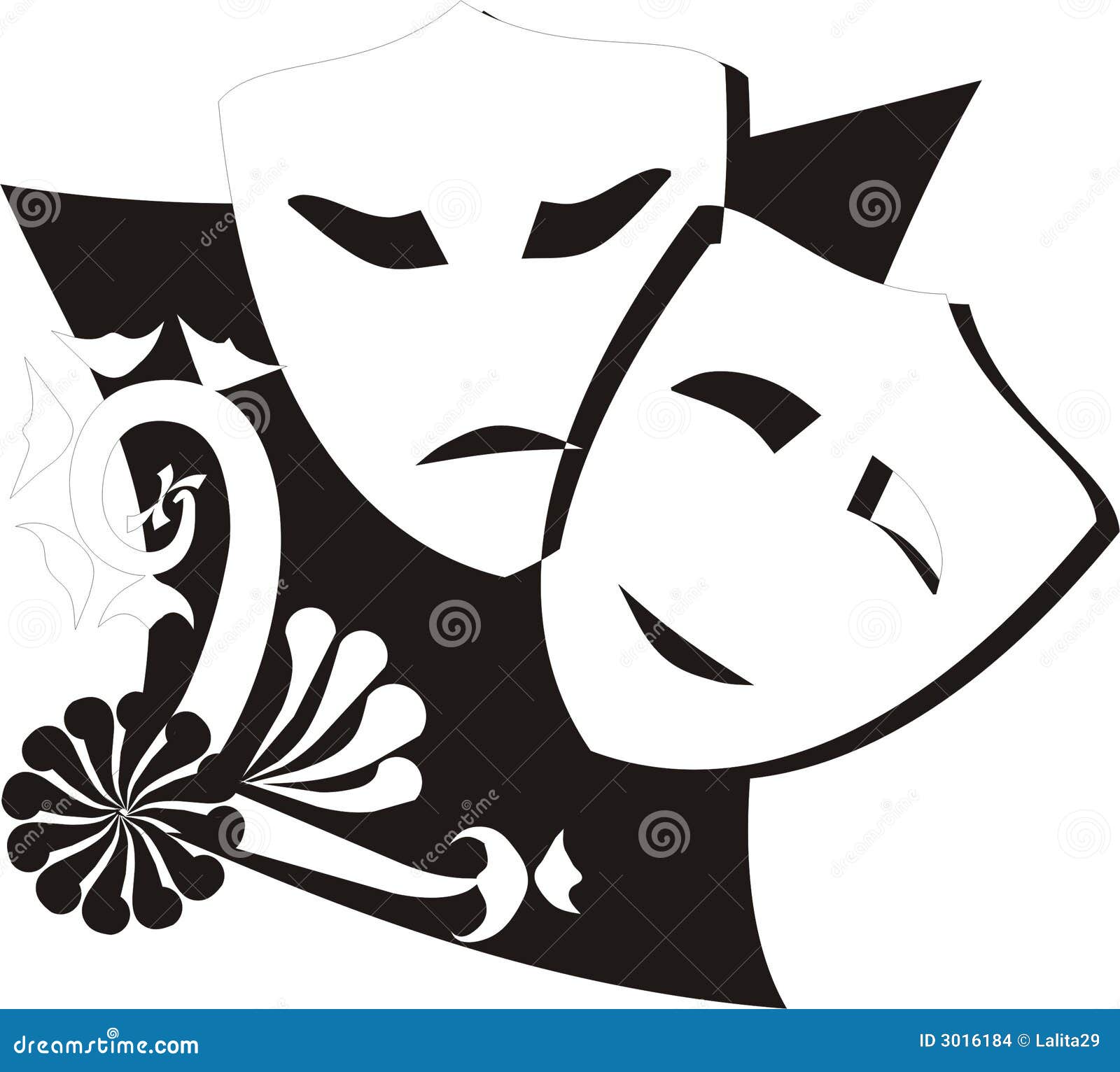 2 masks stock vector. Illustration of black, masks, happy - 3016184