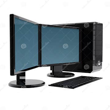 2 Monitors Computer Isolated Stock Illustration - Illustration of logos ...