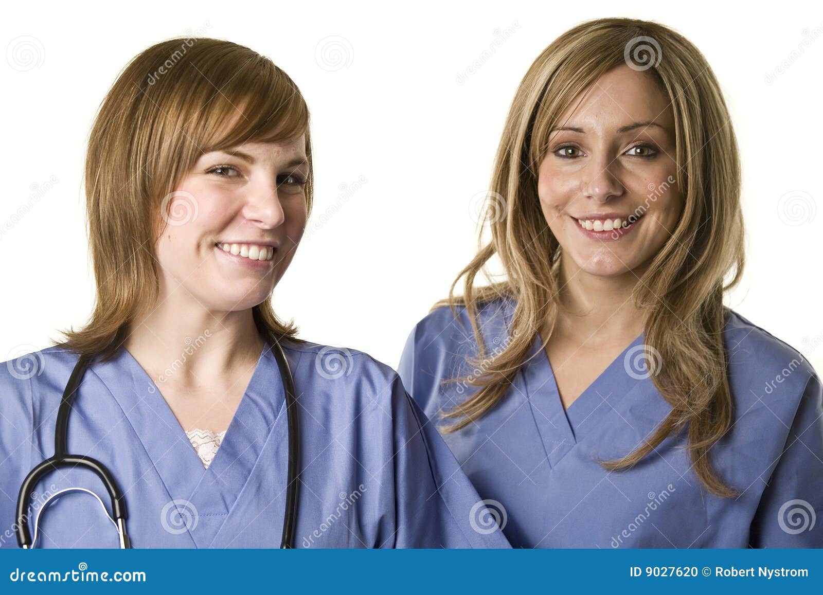 2 Nurses Smiling Isolated on White Stock Photo - Image of medicine ...