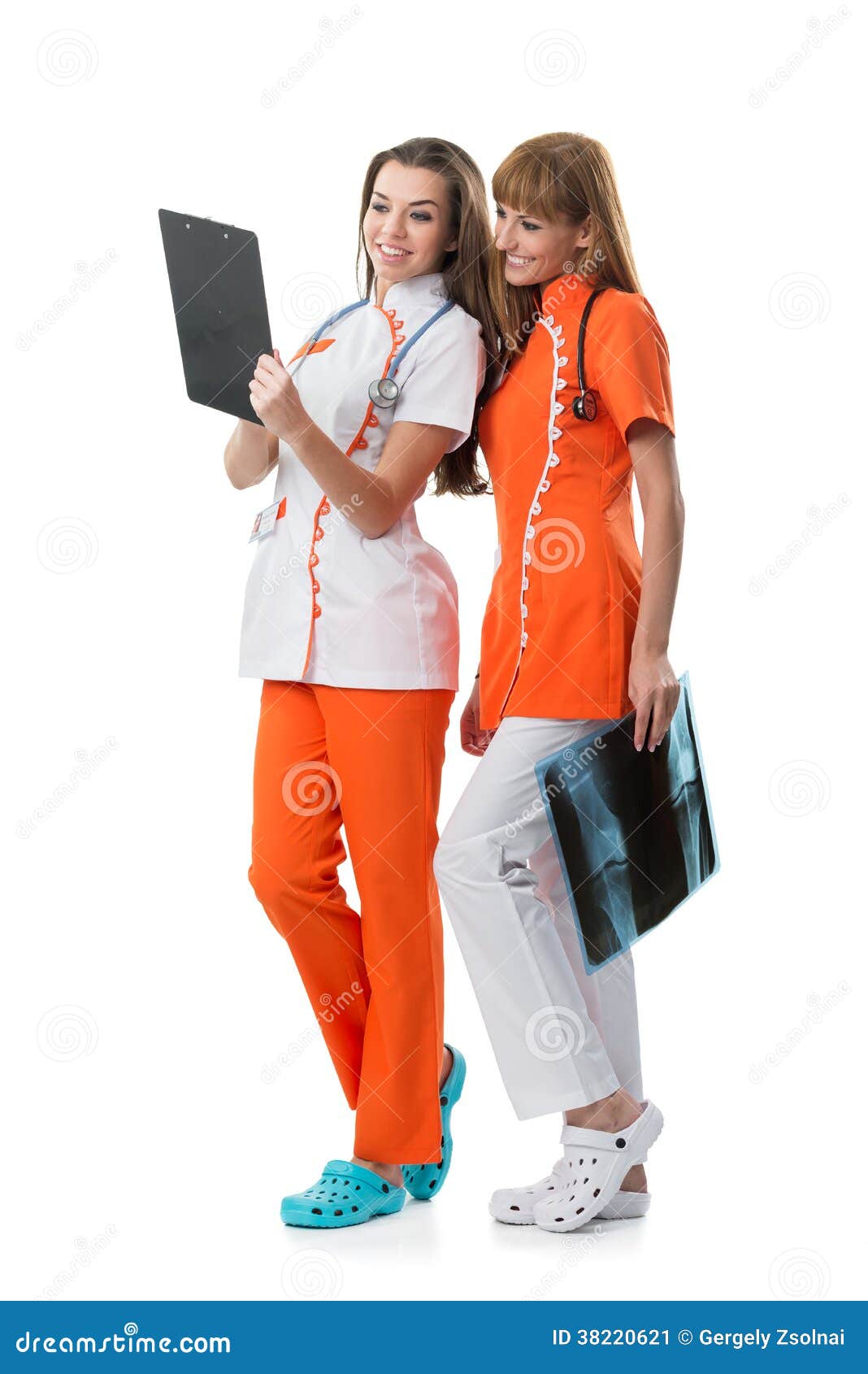 2 Pretty Nurse Looking at the X-ray Findings Stock Image - Image of ...