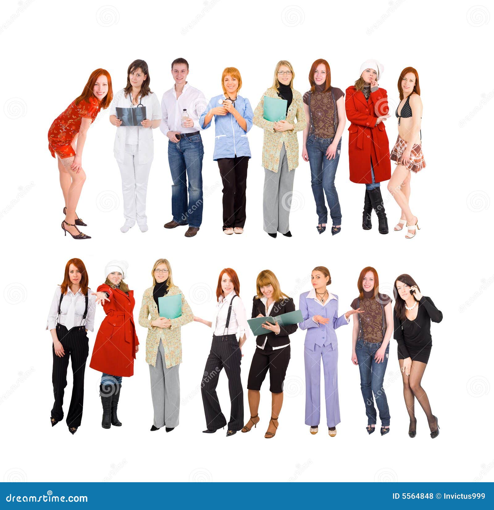 2 rows of people stock photo. Image of isolated, pink - 5564848