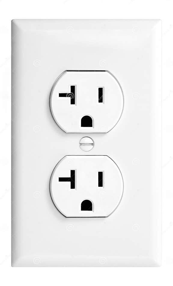 20 Amp White Electrical Wall Outlet Isolated Stock Image - Image of ...