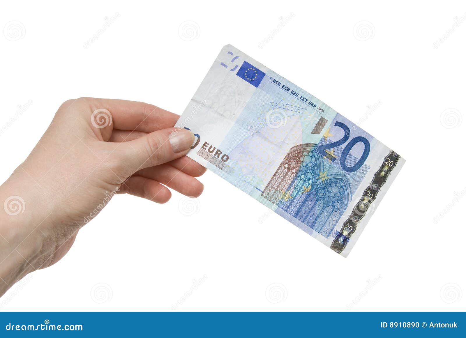 20 Euro Note in a Female Hand Stock Photo - Image of wage, female: 8910890