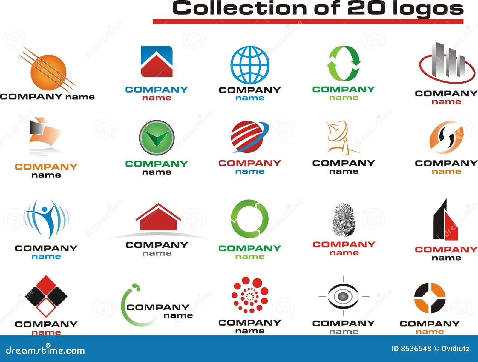 20 Logos Set - vector logo stock vector. Illustration of corporate ...
