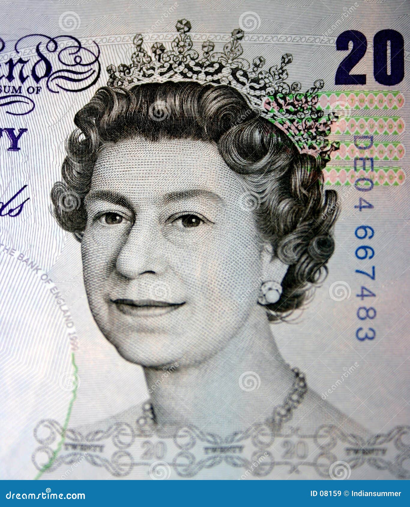 20 Pounds. Portrait of the Queen Editorial Stock Image - Image of earn ...