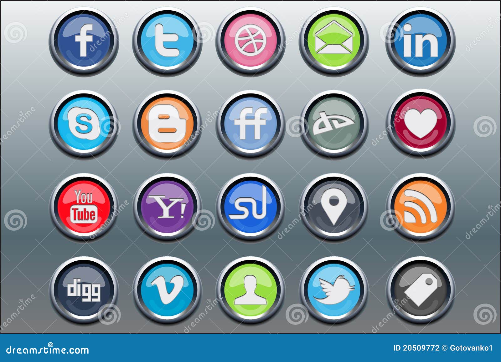 20 Silver Inset Social Media Icons Editorial Photography - Illustration ...