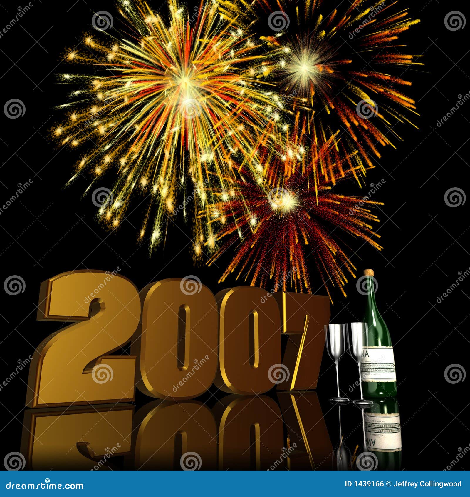 2007 New Year Fireworks 2 stock illustration. Illustration of future ...