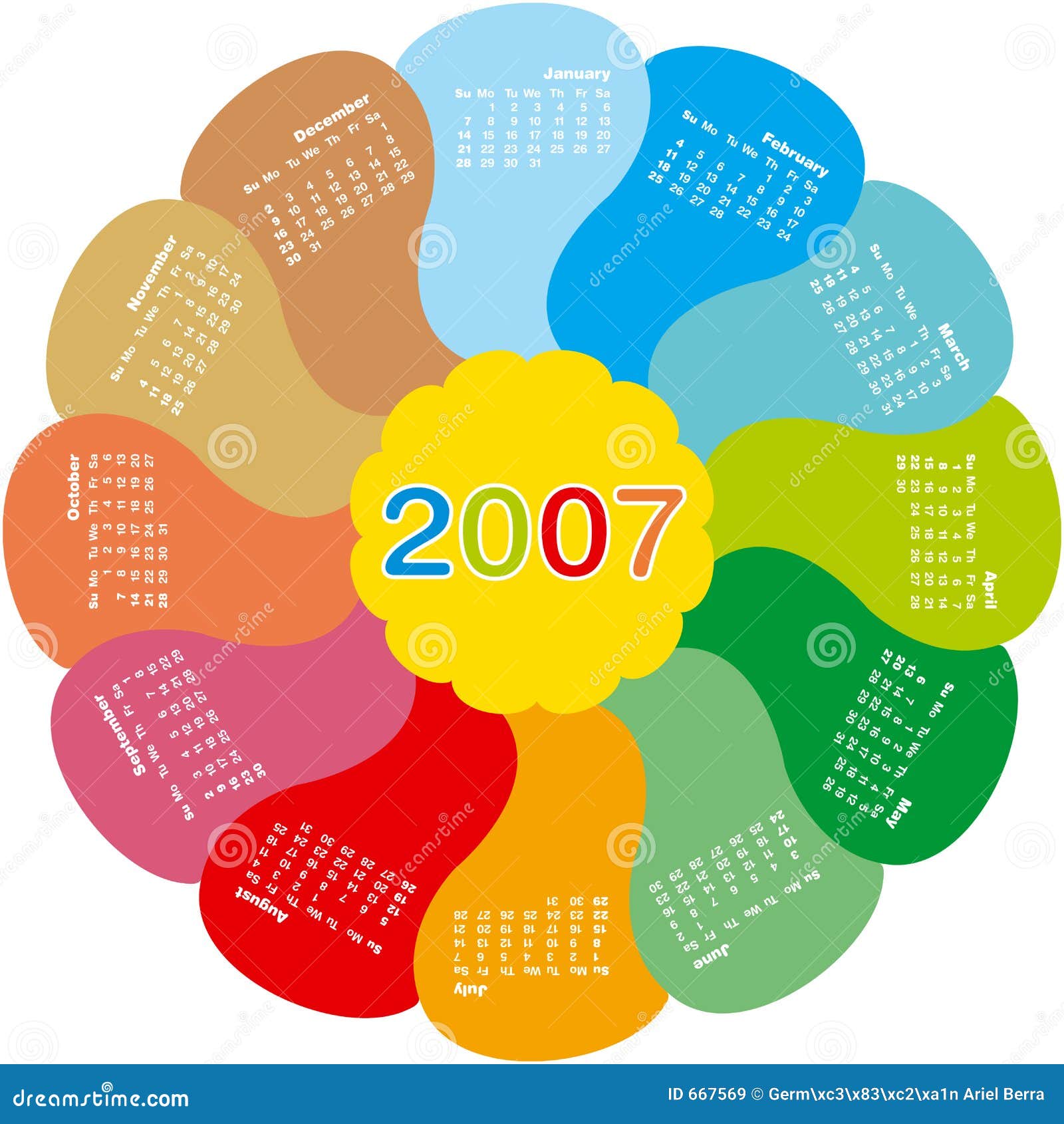 2007calendar4 stock vector. Illustration of saturday, number - 667569