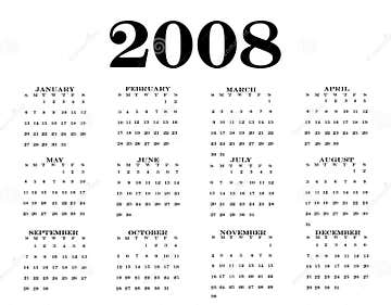 2008 Calendar stock illustration. Illustration of friday - 3348257