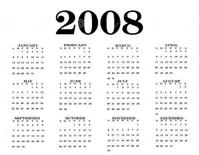 2008 Calendar stock illustration. Illustration of friday - 3348257