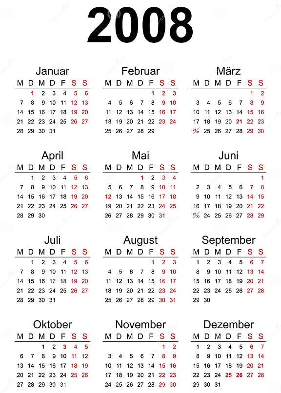 2008 calendar stock illustration. Illustration of saturday - 3810912