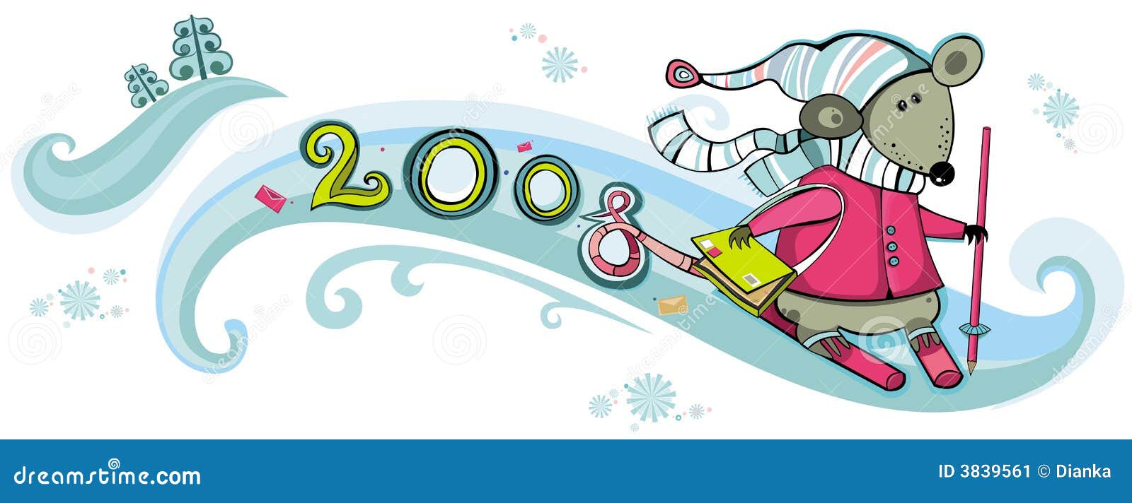 2008 mailman rat with skis stock vector. Illustration of drawing - 3839561