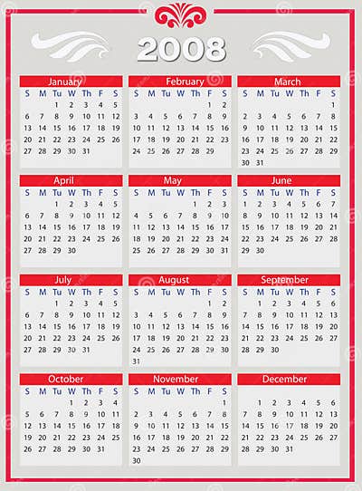 2008 Year vector calendar stock vector. Illustration of personal - 3817252