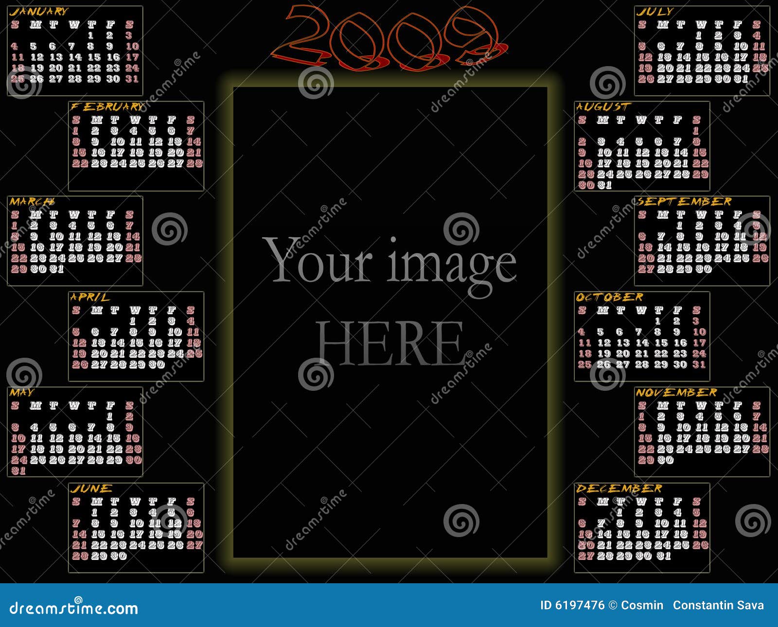 2009 calendar stock illustration. Illustration of february - 6197476