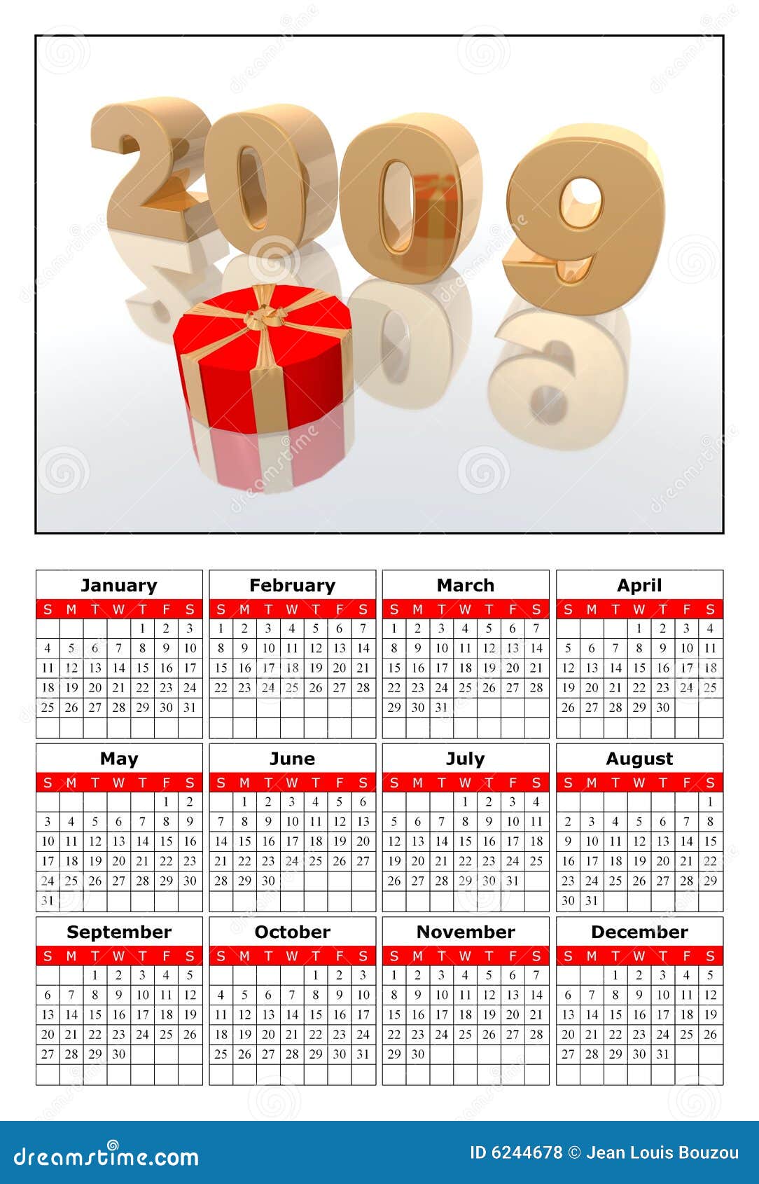 2009 calendar stock illustration. Illustration of date - 6244678