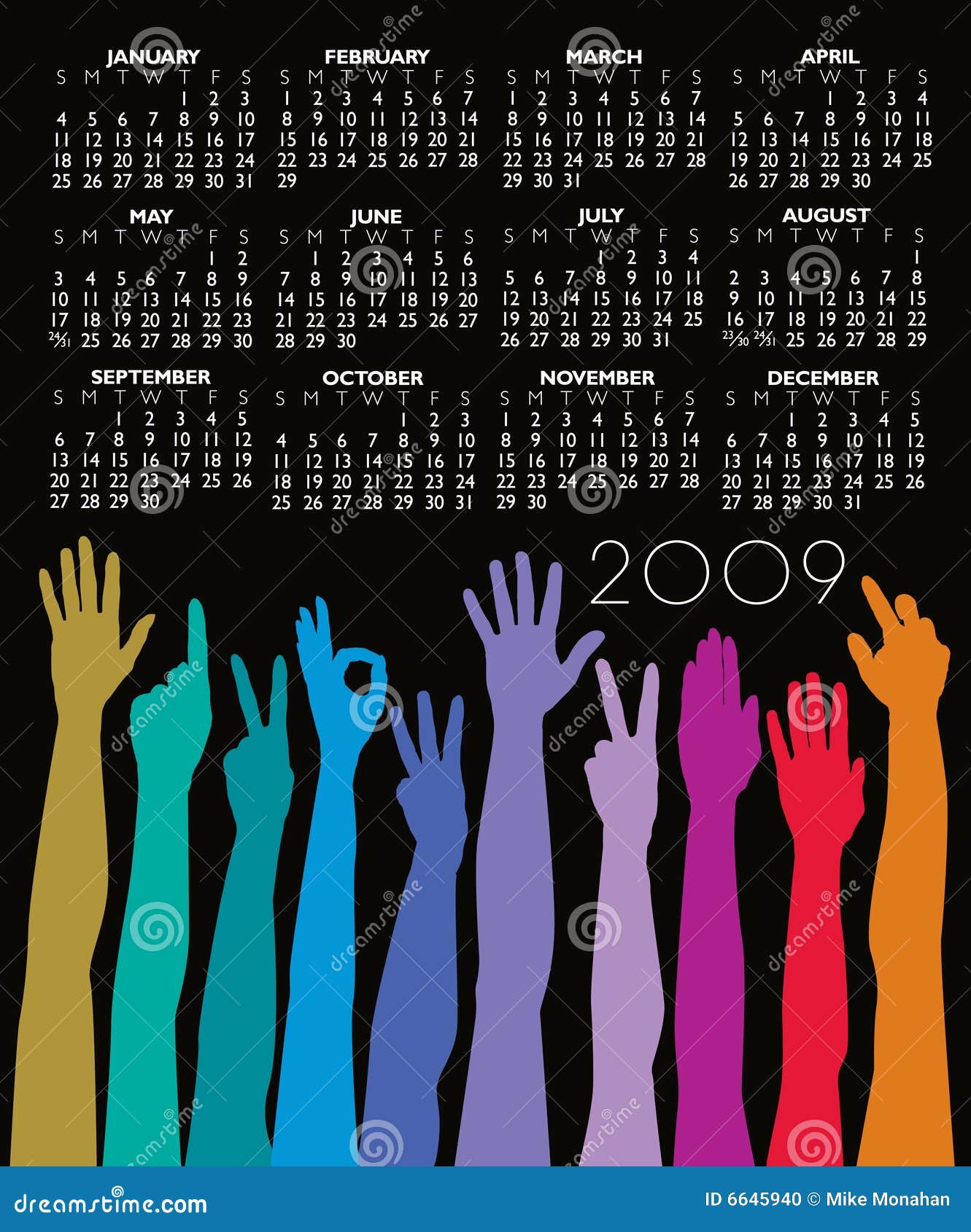 2009 Calendar stock vector. Illustration of design, metaphorical - 6645940