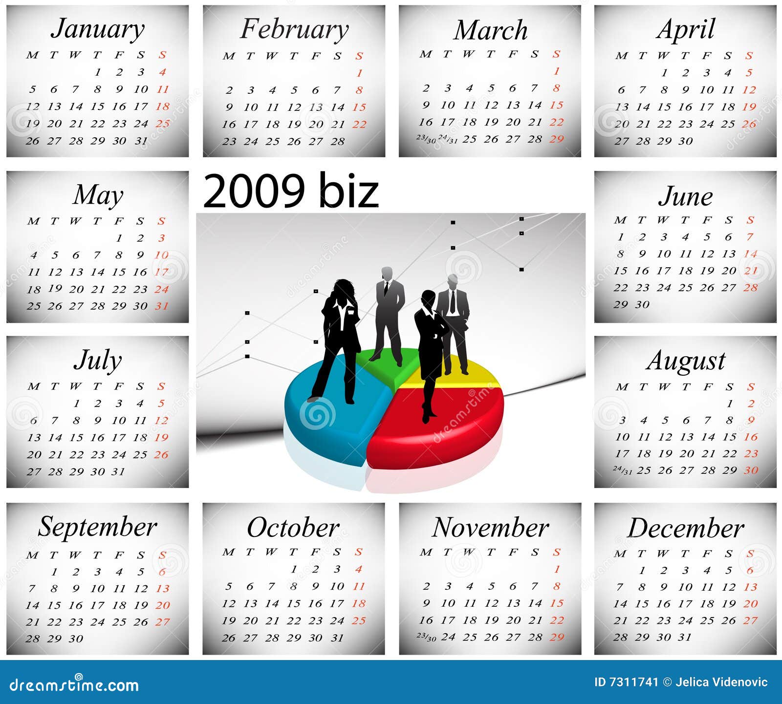 2009 calendar stock vector. Illustration of benefit, interest - 7311741