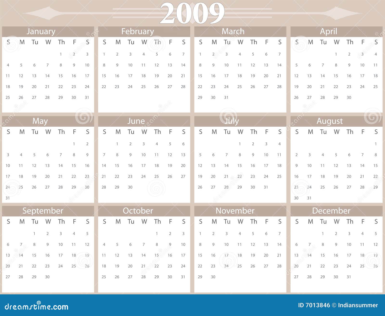 2009 De Kalender Van Het Jaar Stock Illustratie - Illustration of ...