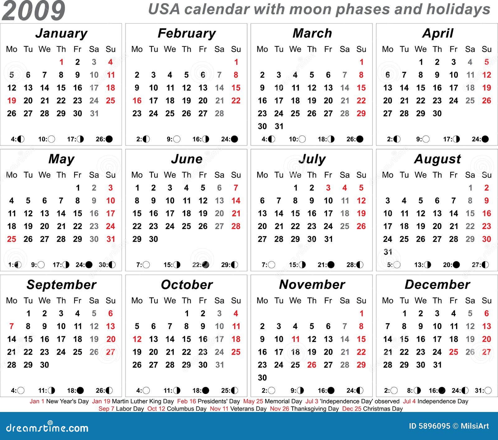 2009 Kalender vector illustratie. Illustration of bewerkbaar - 5896095