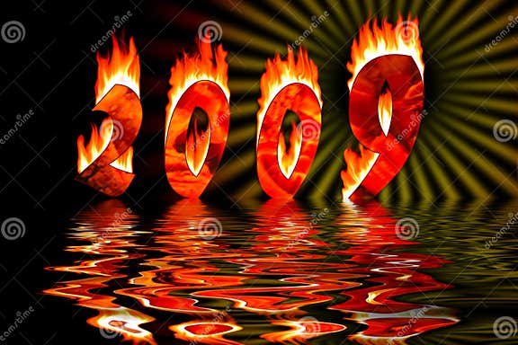 2009 Numbers in Fire Flooding in Water Stock Illustration ...