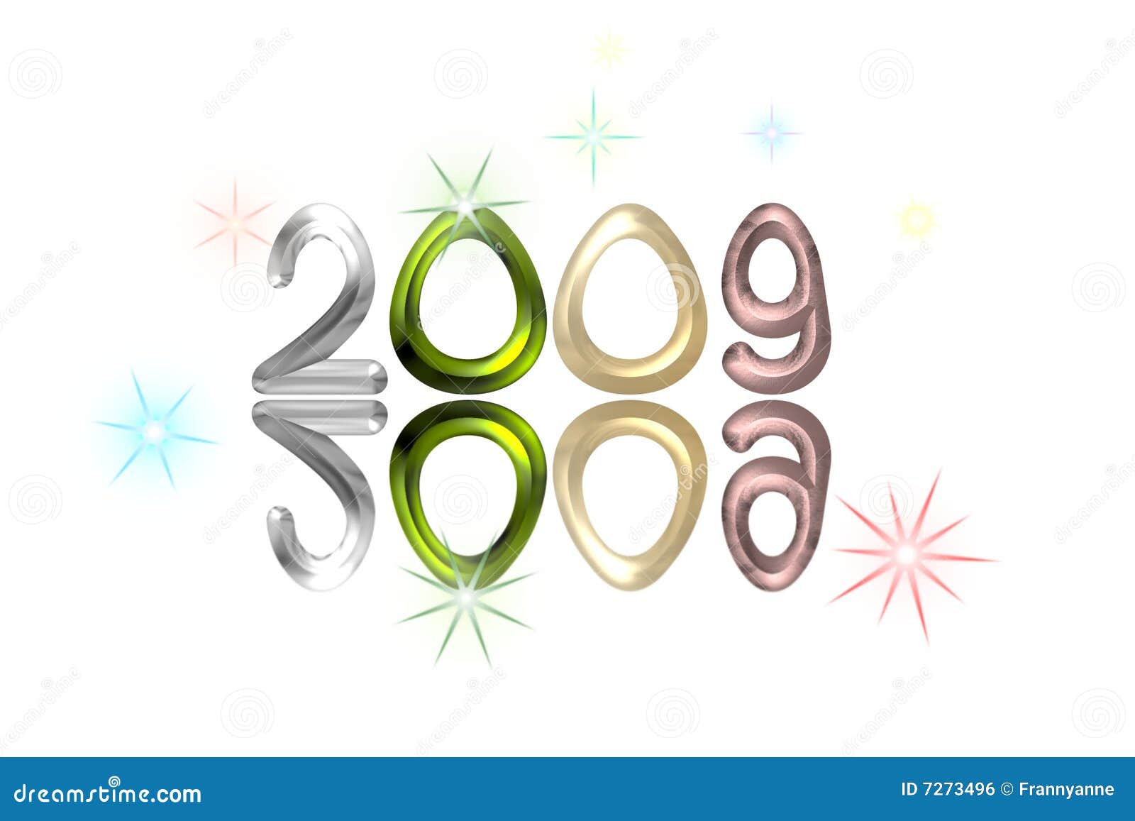 2009 Reflected on White with Stars Stock Illustration - Illustration of ...