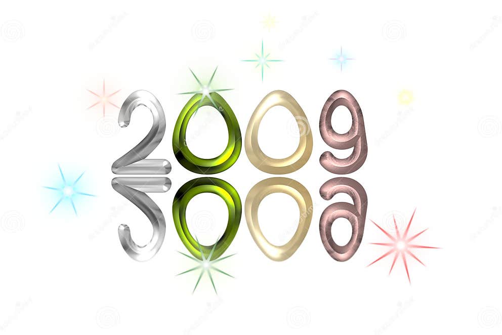 2009 Reflected on White with Stars Stock Illustration - Illustration of ...