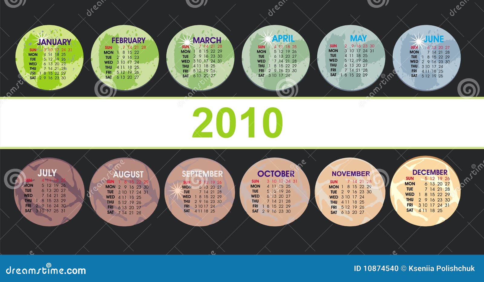 2010 calendar stock vector. Illustration of background - 10874540