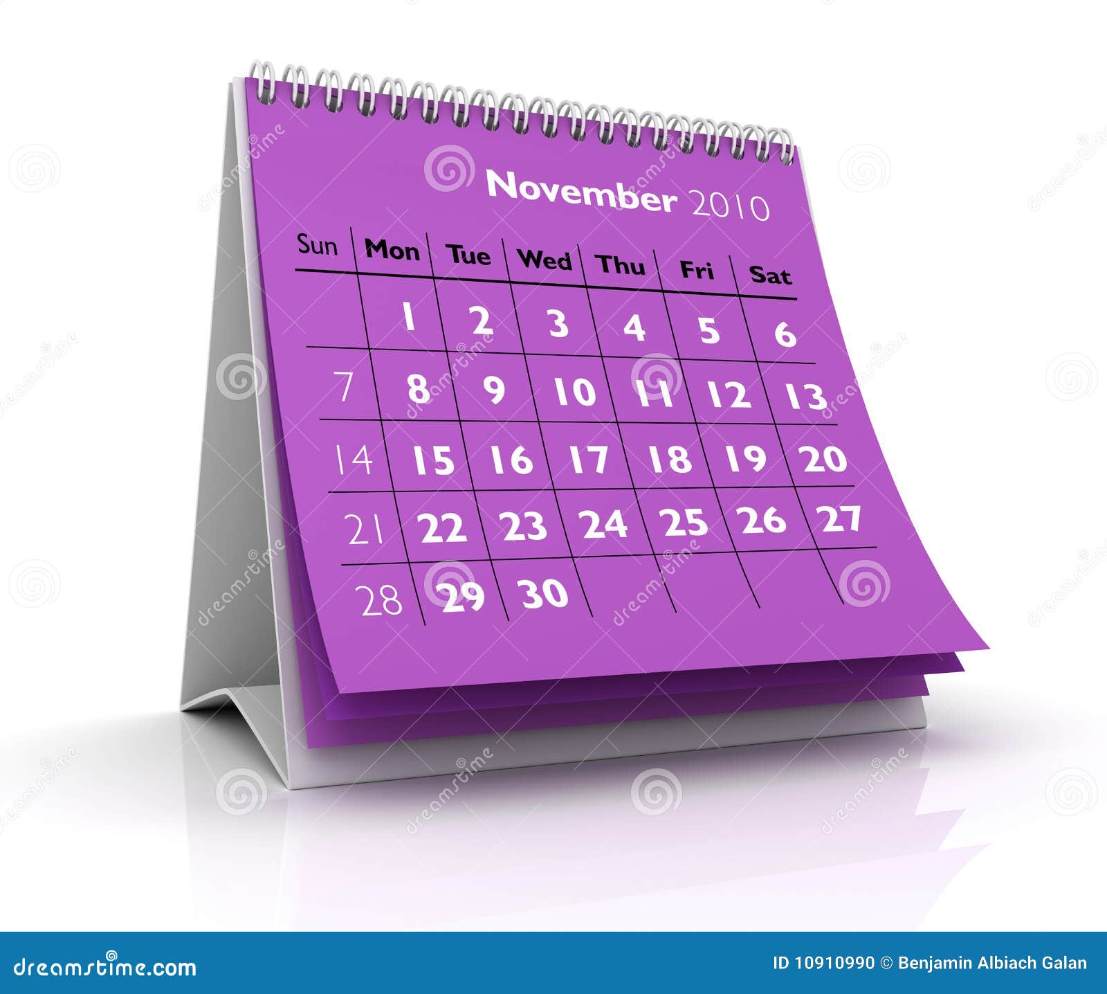 2010 Calendar. November stock illustration. Illustration of agenda ...