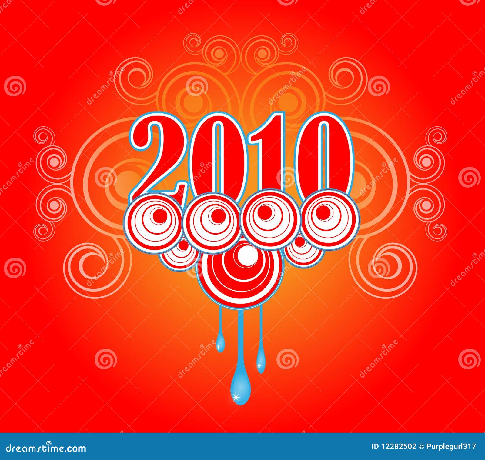 2010 New Year stock illustration. Illustration of dripping - 12282502