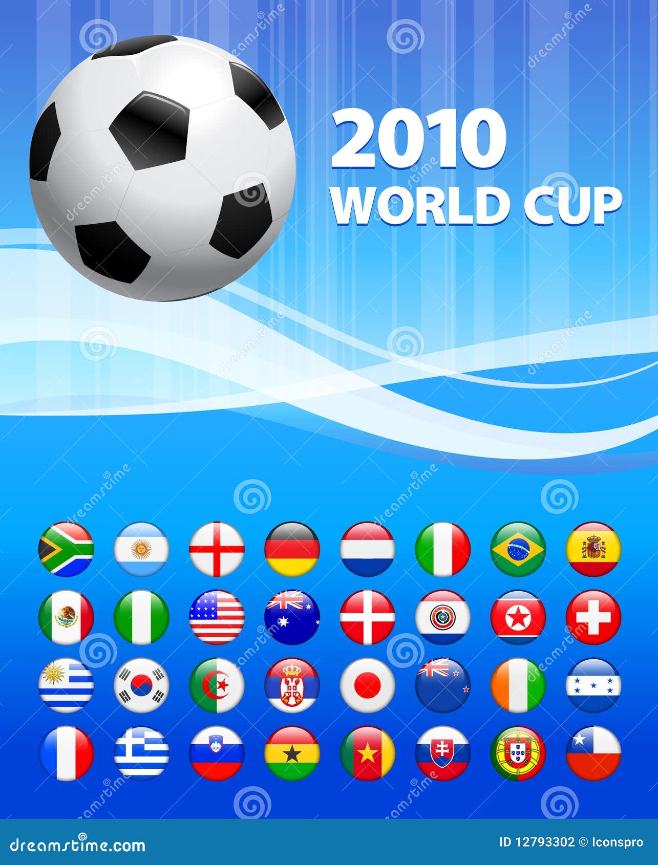 2010 Soccer World Cup with Flag Buttons Editorial Photography ...