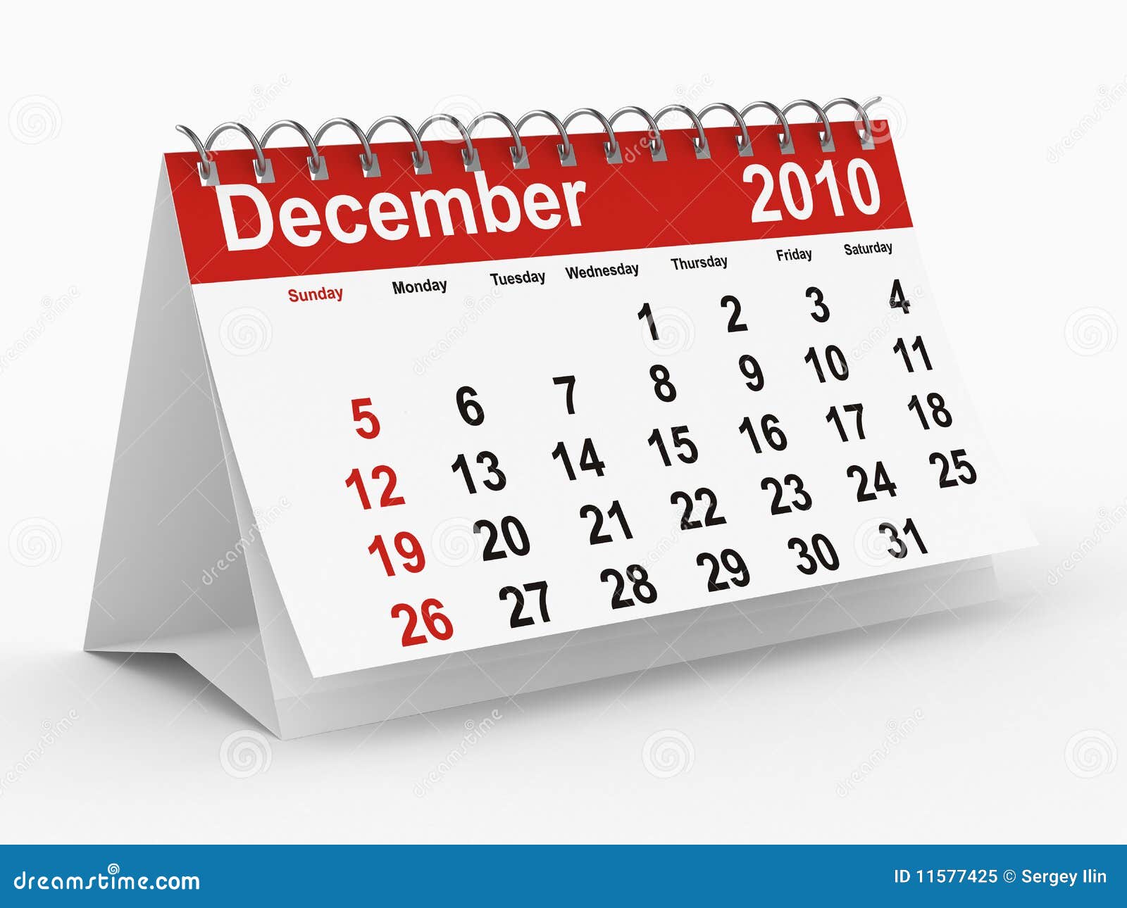 2010 Year Calendar. December Stock Illustration - Illustration of diary ...
