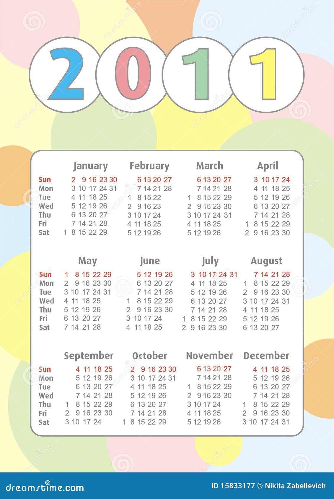 2011 calendar stock vector. Illustration of annual, colour - 15833177