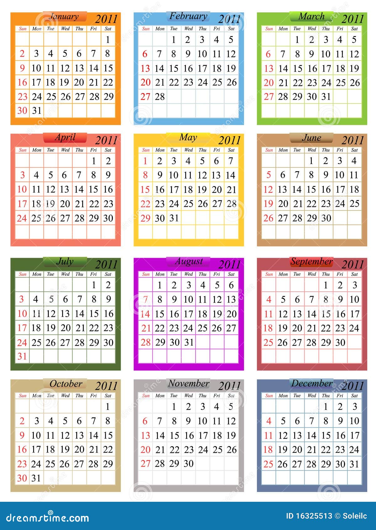 2011 calendar stock vector. Illustration of month, february - 16325513