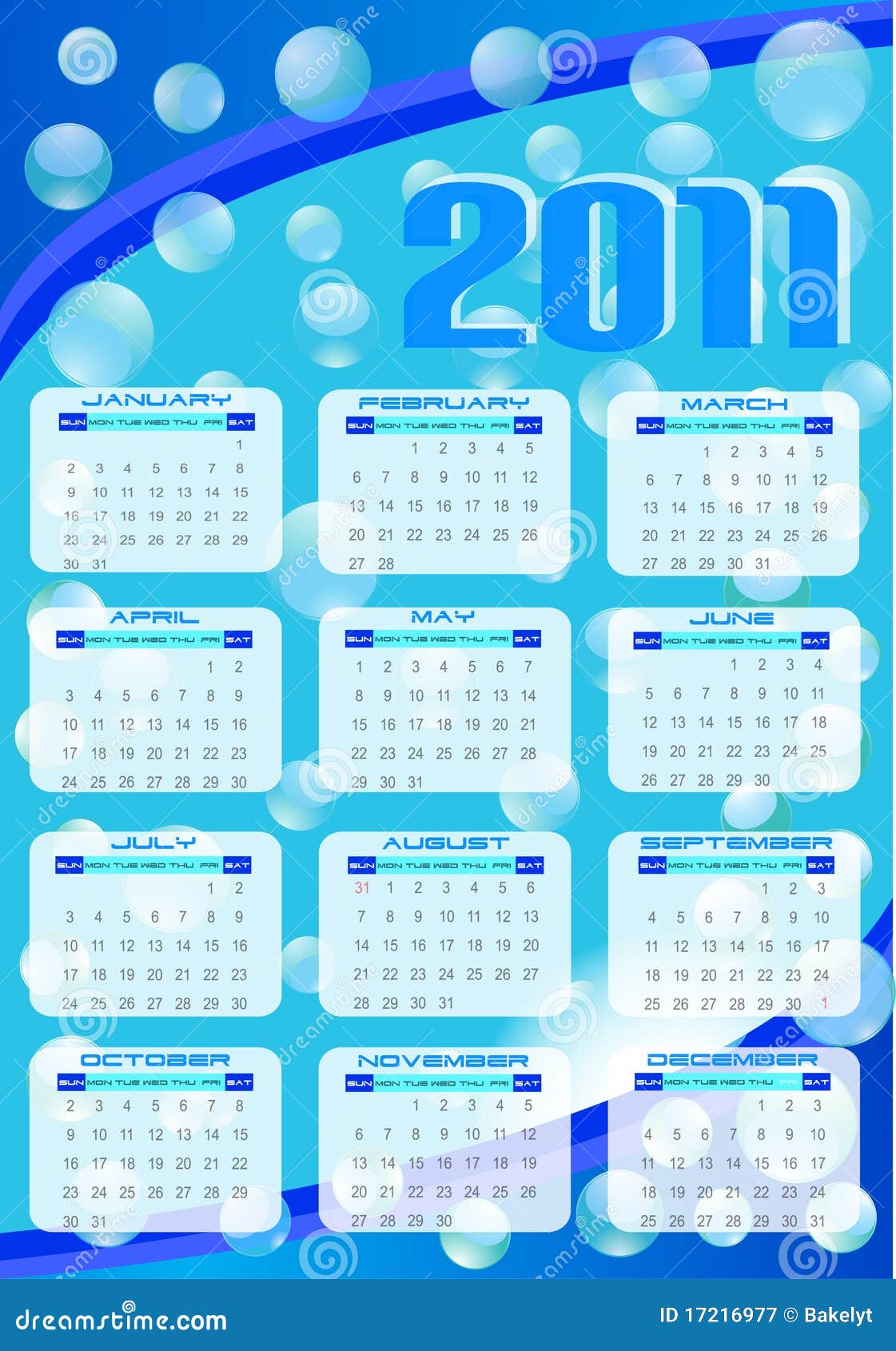 2011 calendar stock vector. Illustration of background - 17216977