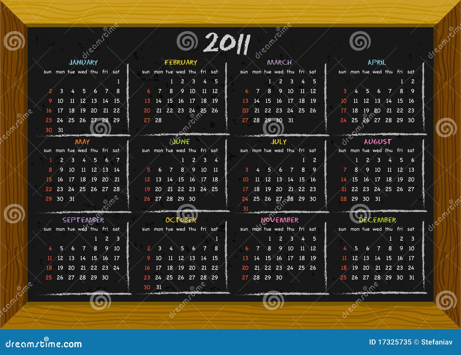 2011 Calendar Chalkboard Style Stock Vector - Illustration of december ...